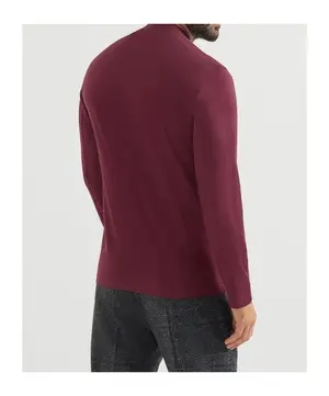Brunello Cucinelli Cotton Jersey Long Sleeve Mock Neck T-shirt