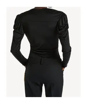 Balmain Draped Flowy Jersey Top With Gold-tone Chain Tassels
