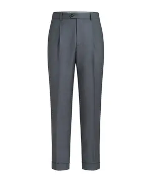 Brunello Cucinelli Super 150s Virgin-wool Four Season Batavia Trousers With Pleat - Black