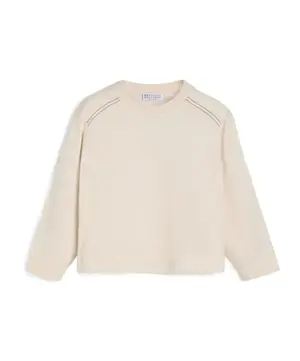 Brunello Cucinelli Cotton Jersey Long Sleeve T-shirt With Monili