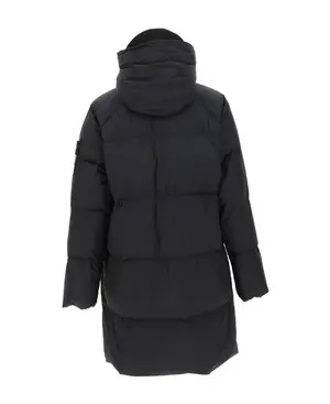 Stone Island Hooded Padded Coat With Wrinkle Effect