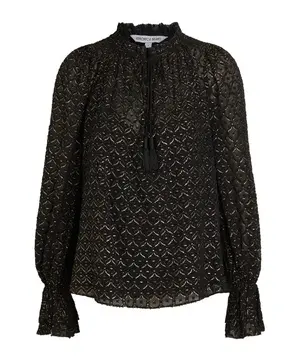 Veronica Beard Maxime Fil Coupé Chiffon Blouse - Black