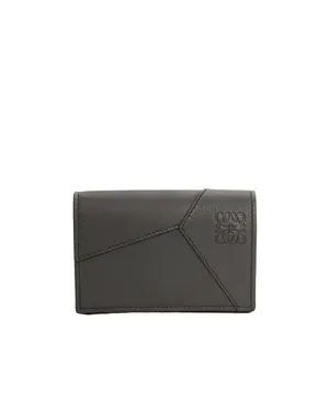 Loewe Puzzle Business Cardholder In Classic Calfskin - Black
