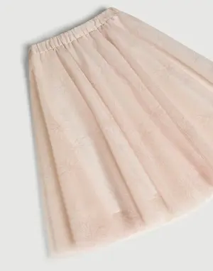 Brunello Cucinelli Sparkling Daisy-print Tulle Skirt