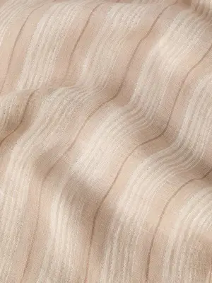 Brunello Cucinelli Linen Scarf With Sparkling Regimental Stripes - Nude