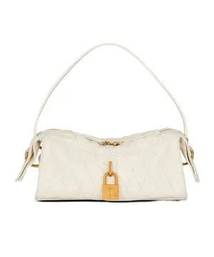 Balmain Small Pulse Bag In Smooth Topstitched Leather - White