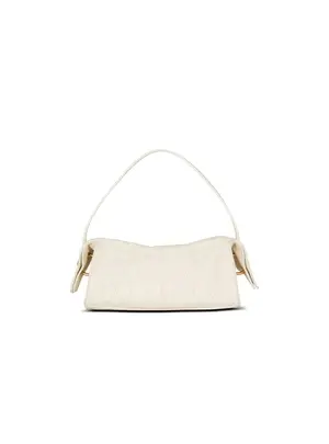 Balmain Small Pulse Bag In Smooth Topstitched Leather - White