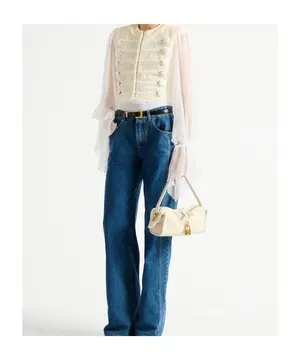 Balmain Small Pulse Bag In Smooth Topstitched Leather - White