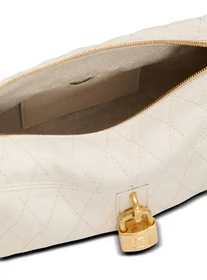 Balmain Small Pulse Bag In Smooth Topstitched Leather - White