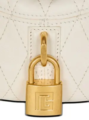 Balmain Small Pulse Bag In Smooth Topstitched Leather - White