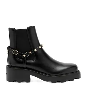 Valentino Garavani Rockstud Beatle Leather Ankle Boot