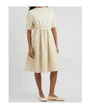 Moncler Cotton And Woven Midi Dress