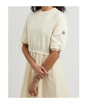 Moncler Cotton And Woven Midi Dress