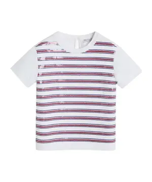 Brunello Cucinelli Striped Sequin Detail T-shirt