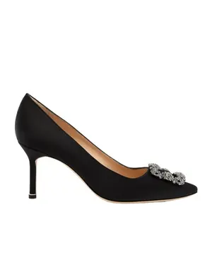 Manolo Blahnik Hangisi 75 Silk-satin Pumps - Black