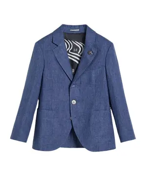 Brunello Cucinelli Délave Linen Double-breasted Blazer - Denim Blue