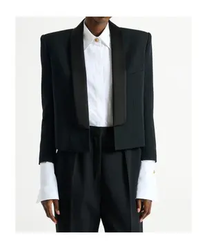 Balmain Cropped Grain De Poudre Jacket