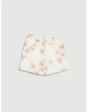 Brunello Cucinelli Cotton Daisy Print Poplin Shorts With Monili