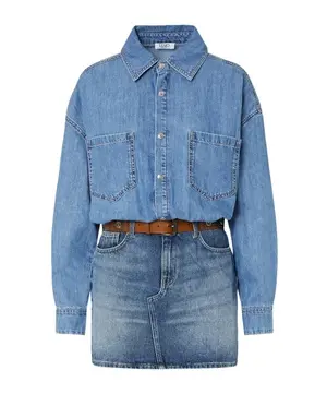 Liu Jo Short Denim Dress With Belt - Blue