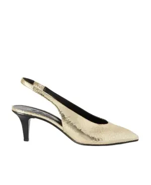 Loro Piana Loro Piana High-Heeled Slingback Sandals With Cracked Texture Gold
