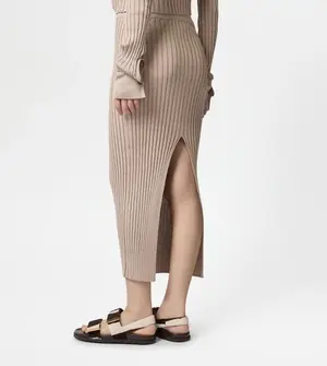 TOD'S Ribbed-knit Midi Skirt - Cream