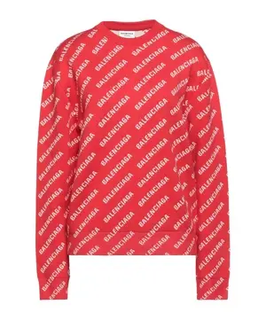 Balenciaga All-over Logo Crewneck Pullover - Red