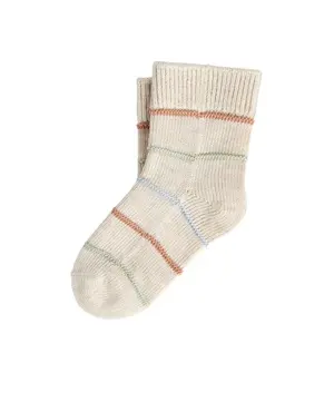 Brunello Cucinelli Striped Cotton Knit Baby Bernie Socks - Oatmeal