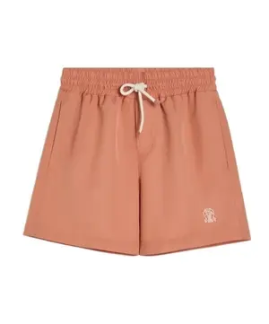 Brunello Cucinelli Nylon Swim Shorts With Logo Detail - Apricot