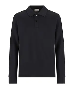 Moncler Long Sleeve Logo Patch Polo Shirt