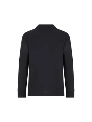 Moncler Long Sleeve Logo Patch Polo Shirt