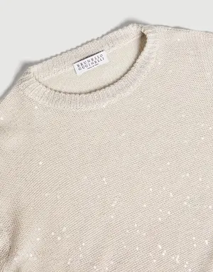 Brunello Cucinelli Linen And Silk Diamond Yarn Sweater