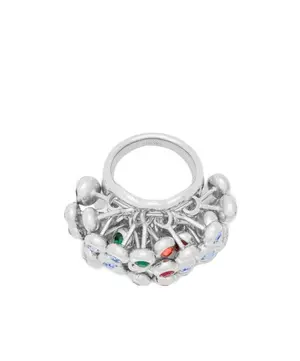 Loewe Sterling Silver And Crystal Push Pin Ring - White