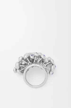 Loewe Sterling Silver And Crystal Push Pin Ring