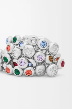 Loewe Sterling Silver And Crystal Push Pin Ring