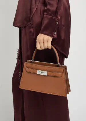 Tory Burch Lee Radziwill Mini Pebbled Leather Top Handle Bag