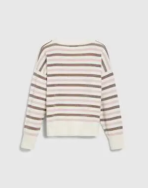 Brunello Cucinelli Virgin Wool, Cotton, And Silk Sweater With Sparkling Stripes