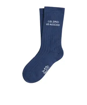 Brunello Cucinelli Cotton Knit Socks With Intarsia - Blue