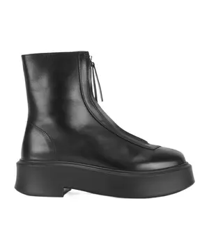 THE ROW Zipped 1 Leather Flatform Ankle Boots