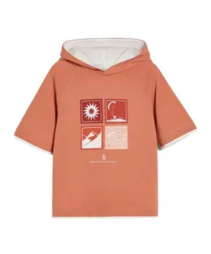 Brunello Cucinelli Cotton Piqué Hooded Sweatshirt With Print