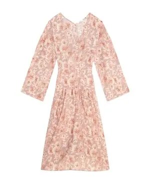 Vince Dahlia Floral-printed Long Sleeve Midi Dress