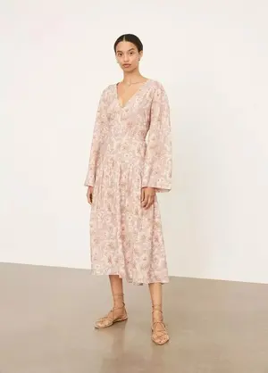 Vince Dahlia Floral-printed Long Sleeve Midi Dress