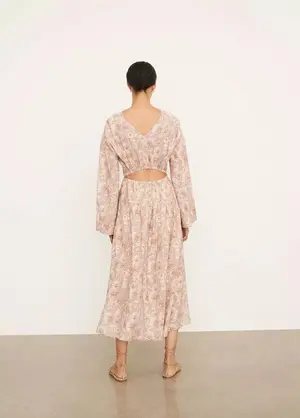 Vince Dahlia Floral-printed Long Sleeve Midi Dress