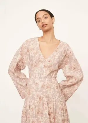 Vince Dahlia Floral-printed Long Sleeve Midi Dress