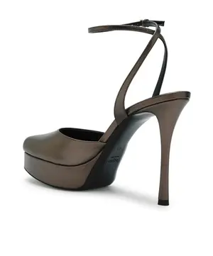 Saint Laurent La Scandale 85 Metallic Leather Sandals