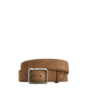TOD'S Suede Belt With Metal Buckle - Brown