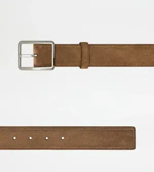 TOD'S Suede Belt With Metal Buckle