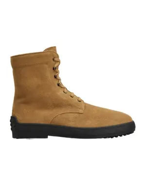 TOD'S Suede Lace-up Ankle Boots With Shearling Lining - Brown
