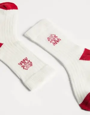 Brunello Cucinelli Cotton Rib Knit Socks With Intarsia