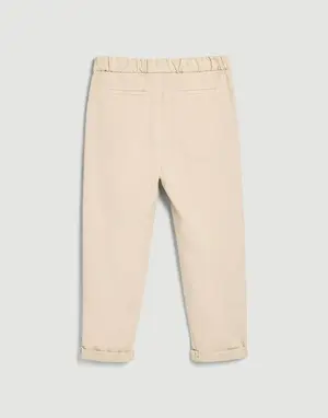 Brunello Cucinelli Garment-dyed Trousers In Twisted Cotton Gabardine With Drawstring And Double Pleats - Sand