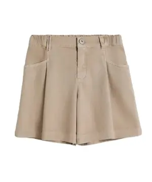 Brunello Cucinelli Pleated Denim Shorts With Nickel-free Beading